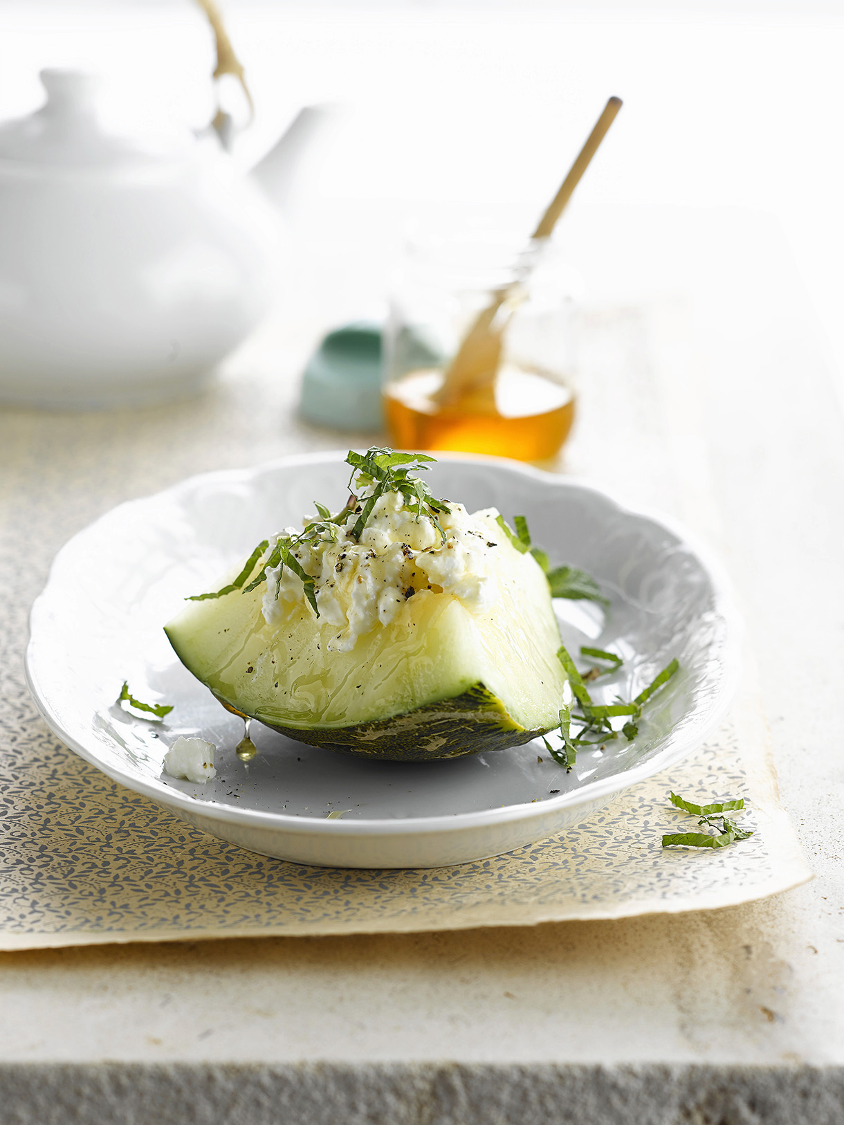 Melon au cottage cheese, miel et menthe - Spécial Gastronomie