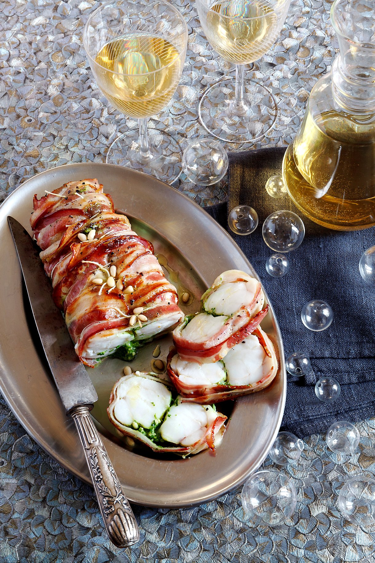 Rôti de lotte au lard et pesto aux épinards - Spécial Gastronomie